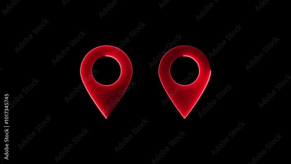 Neon Glowing Location Icon Animated Location Pin Linear Icon Gps
