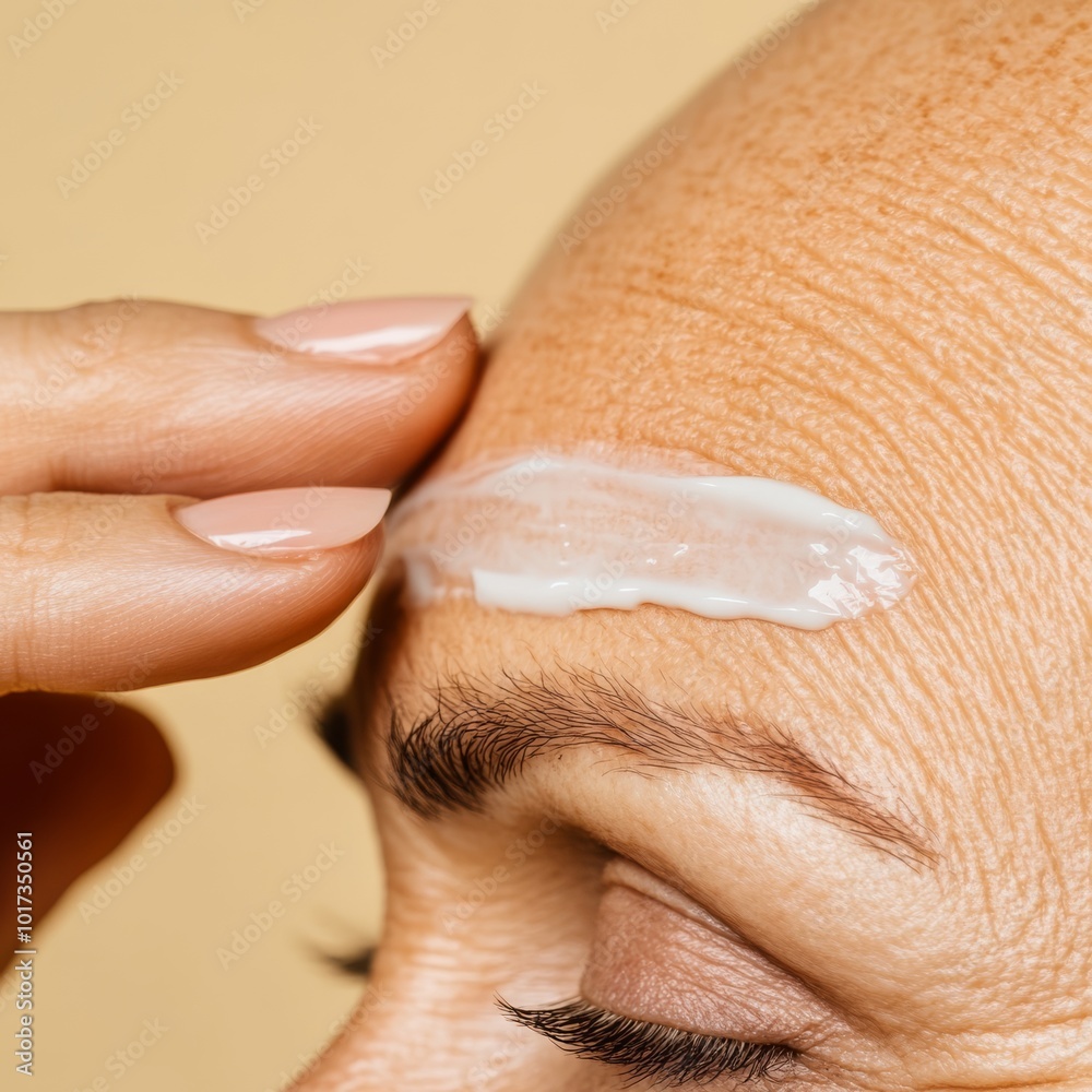 High-resolution image of a woman applying antiaging cream to her ...