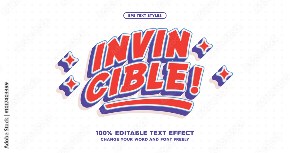 Invincible: Comic-inspired text effects in red uppercase with a bold ...