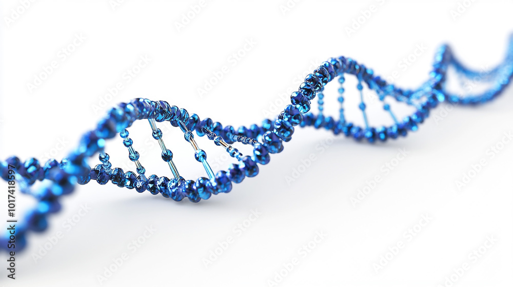 DNA Helix Structure in Vibrant Blue. This vibrant blue representation ...