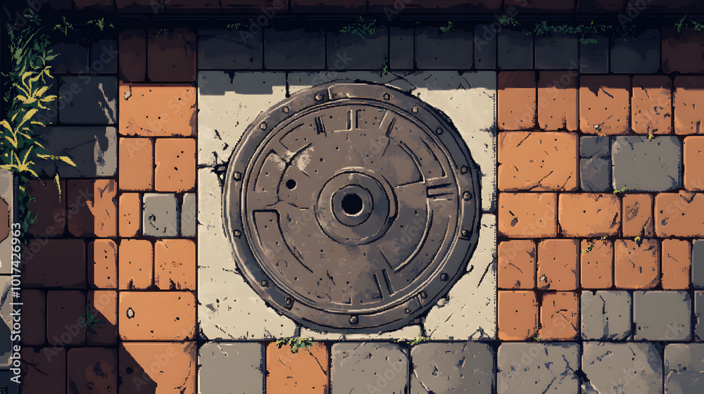 Plakát Manhole Pixel Art – Obraz na Zeď | Posters.cz