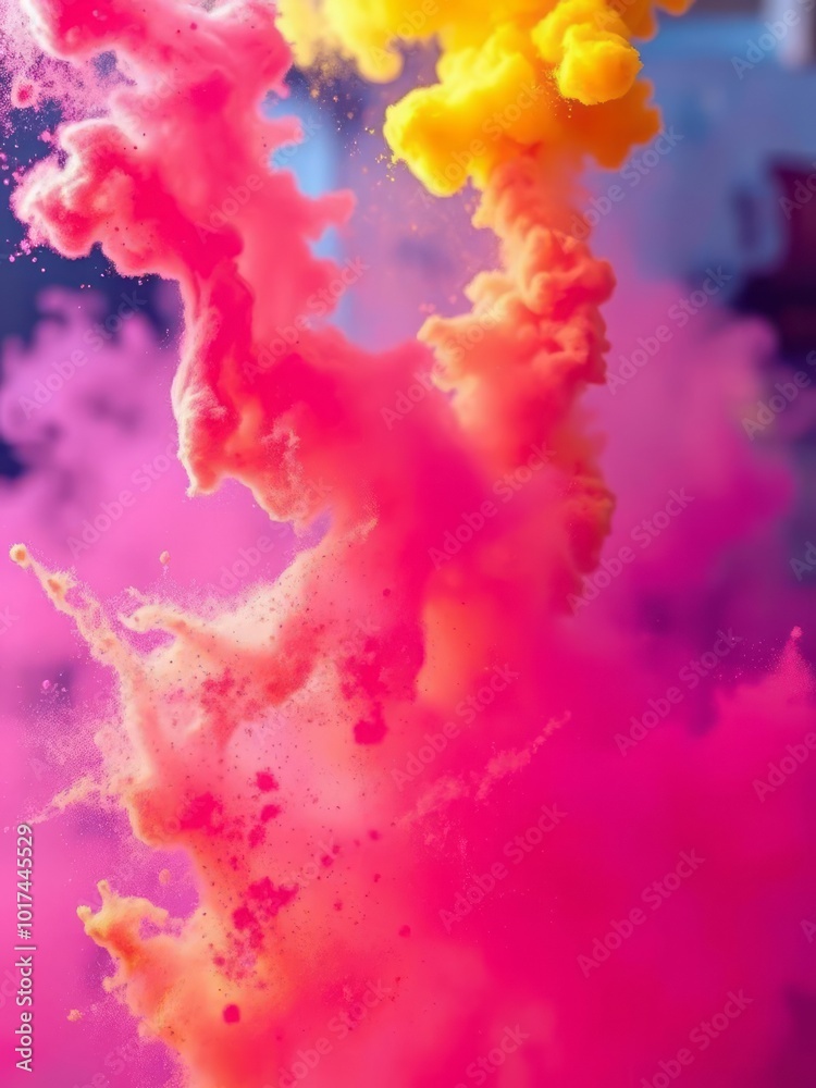Vibrant abstract fluid art, explosive colorful ink in water, pink and ...