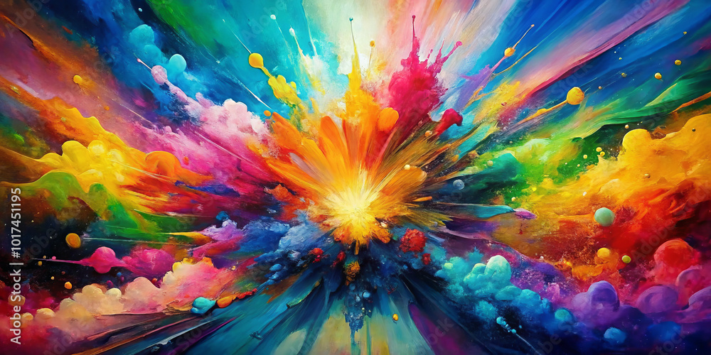 Vibrant Explosion Of Colors Creates Stunning Visual Impact Showcasing Blend Of Bright Hues And