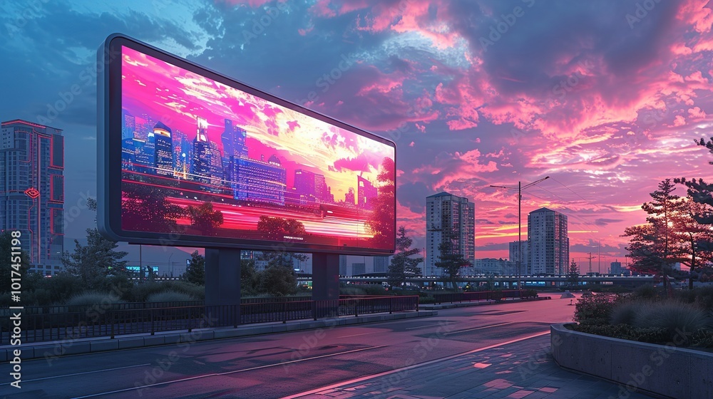 High-definition digital billboard mockup featuring bright, animated ...