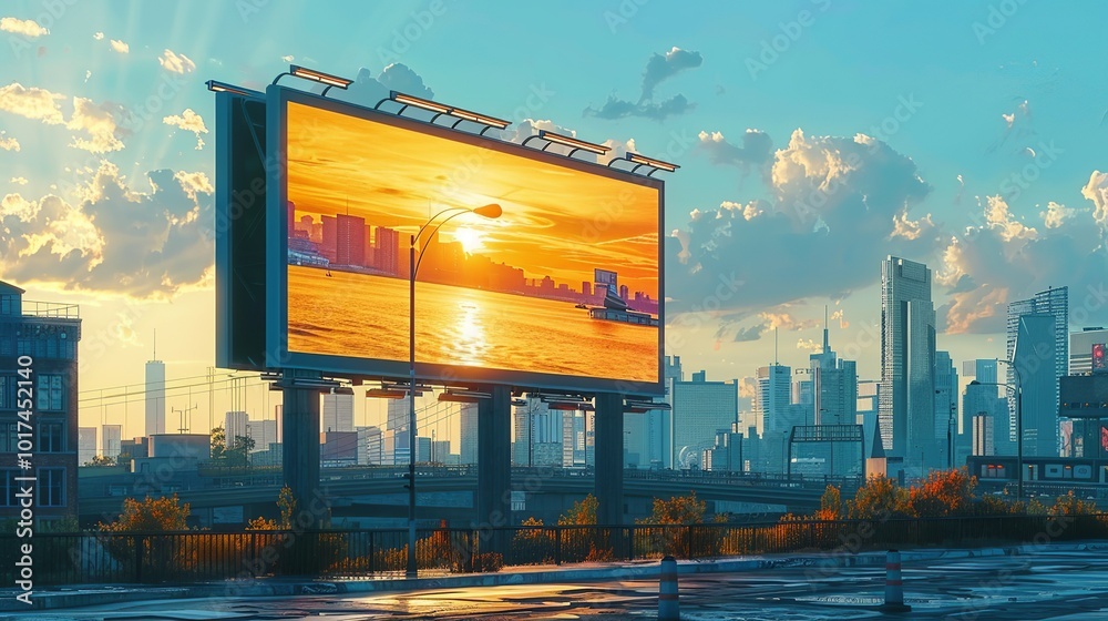 Digital billboard mockup with dynamic, high-resolution displays and ...