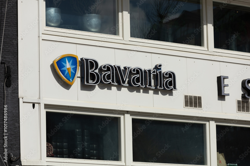 Bavaria logo sign at Rembrandt Square. Brewery Bavaria is one of the ...