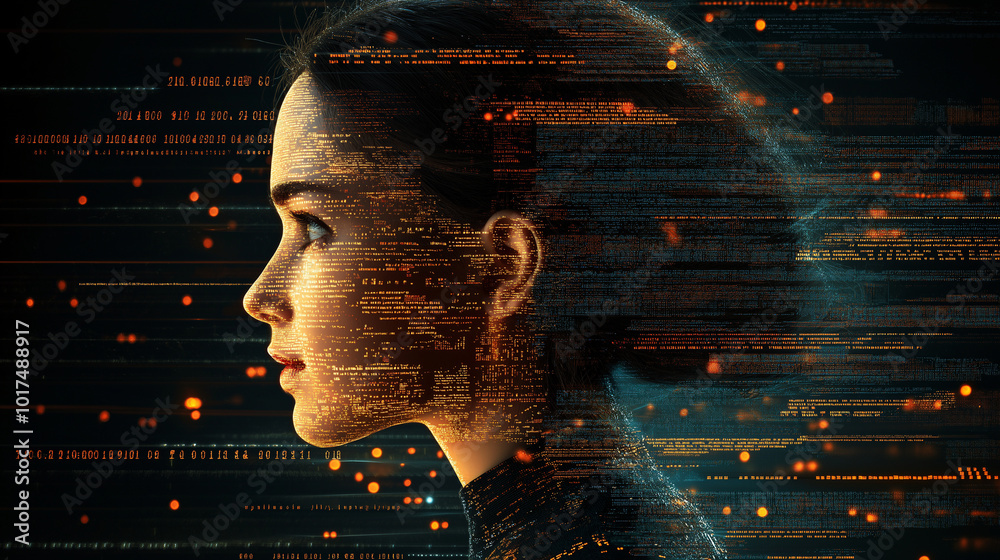 Code in Art, Ada Lovelace face formed out of coding lines and numbers ...