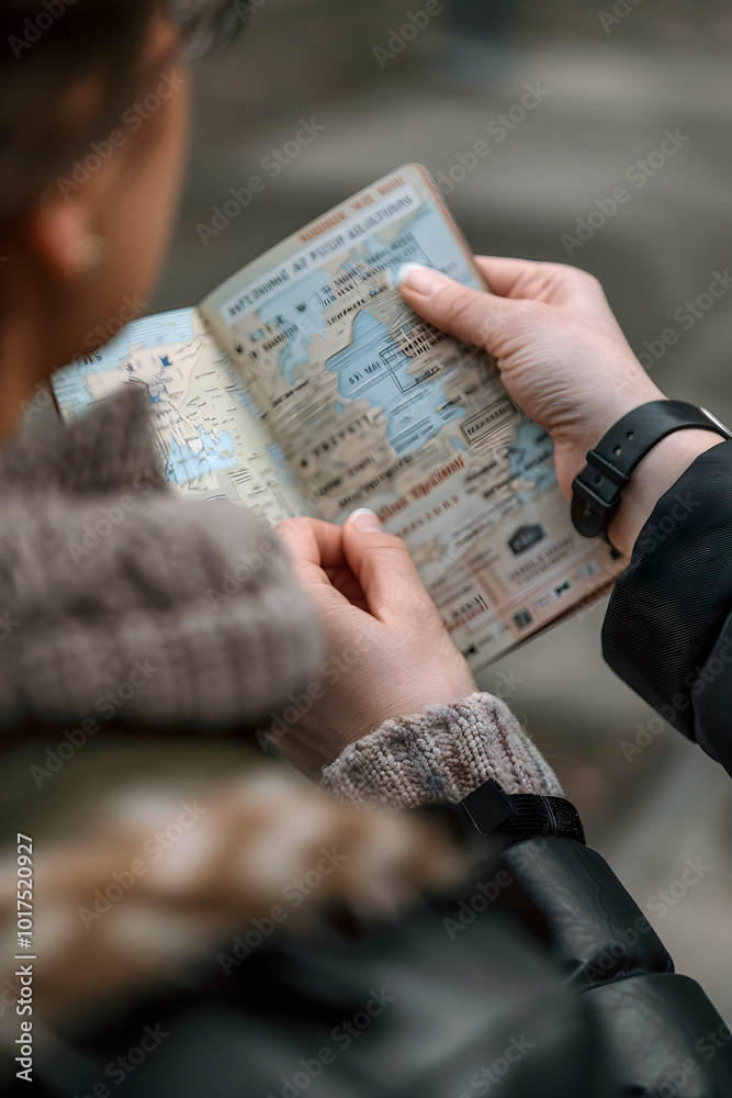 Personal identity document, portraying an open passport in hands of an ...