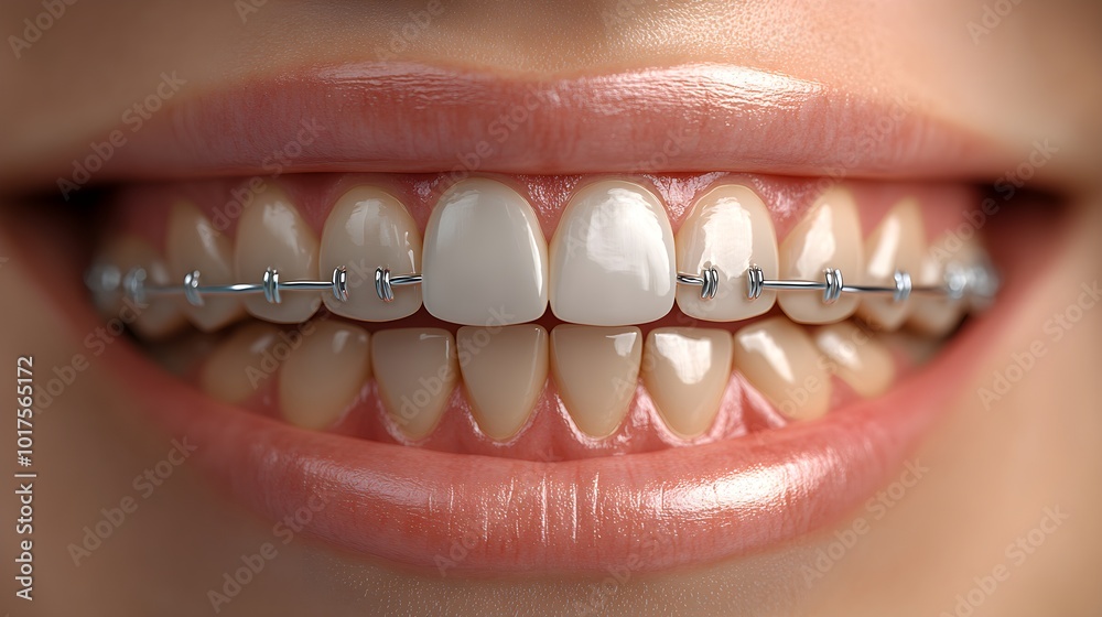 Braces journey, highlighting teeth shifting from uneven to perfectly ...