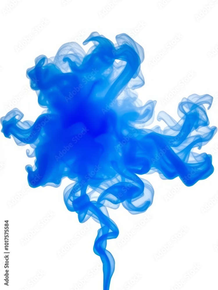 Floating blue smoke effect isolated on transparent white background ...