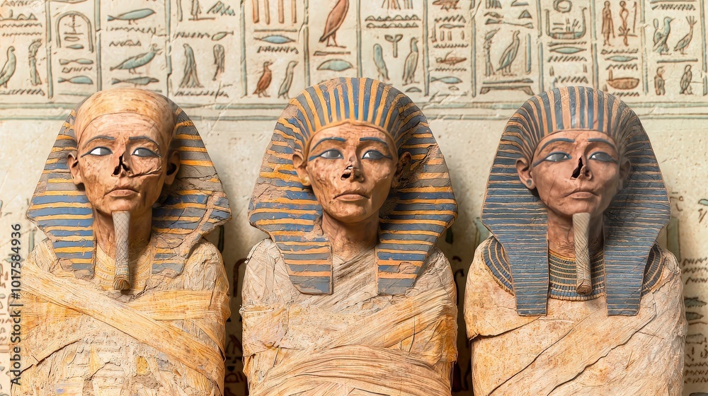 Ancient Egyptian Mummies in Tomb Hieroglyphics History Artifact Culture ...
