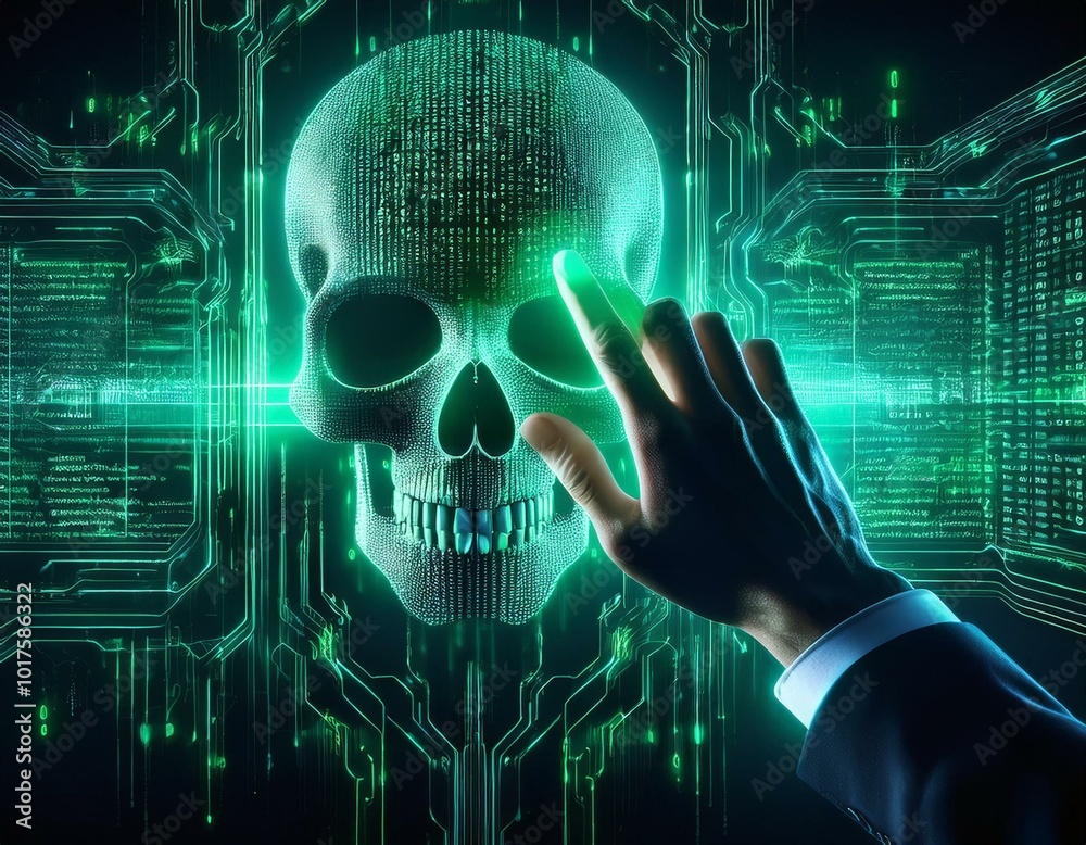 Ciberataque o hacking: Una mano humana en la sombra, tocando una ...
