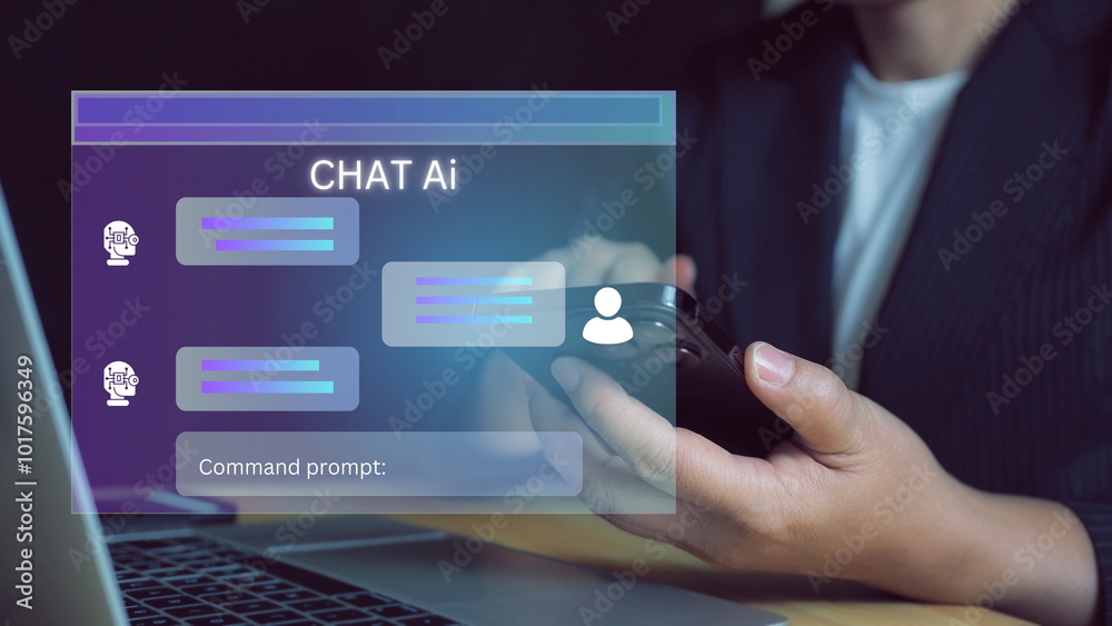 Chat bot Chat with AI, Artificial Intelligence. man using technology ...