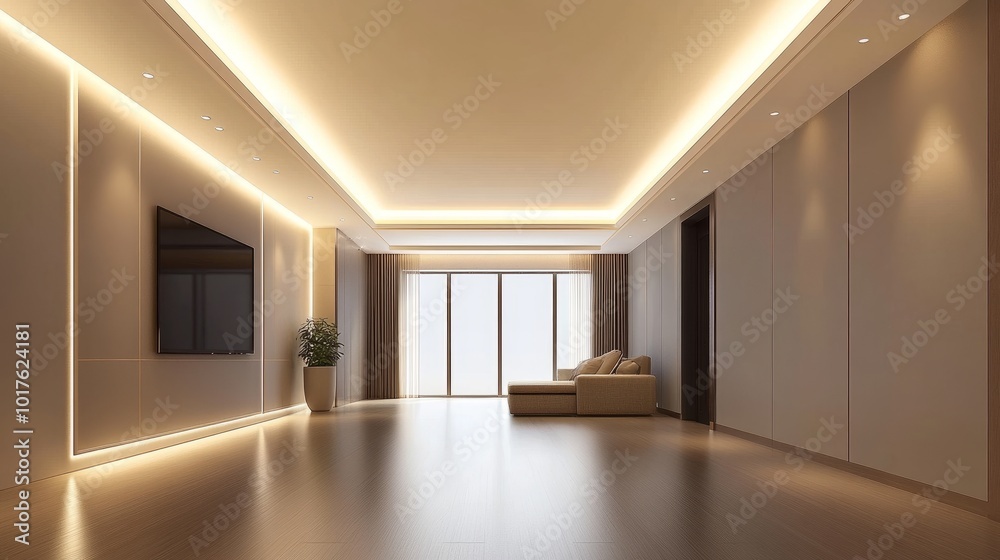 Elegant recessed ceiling design with concealed LED strip lighting ...