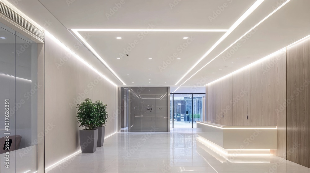 Sleek recessed ceiling design with integrated LED strip lighting ...