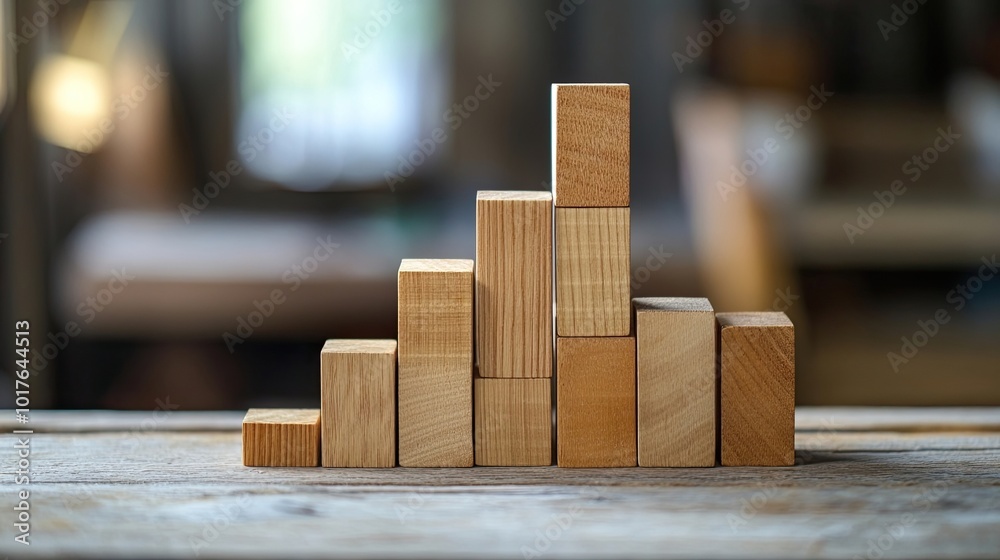 Wooden Bar Graph: Bar graph composed of wooden blocks representing ...
