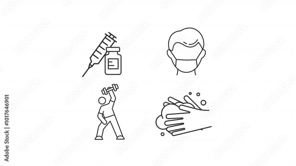 Healthcare animation set. Healthy lifestyle animated line icons ...