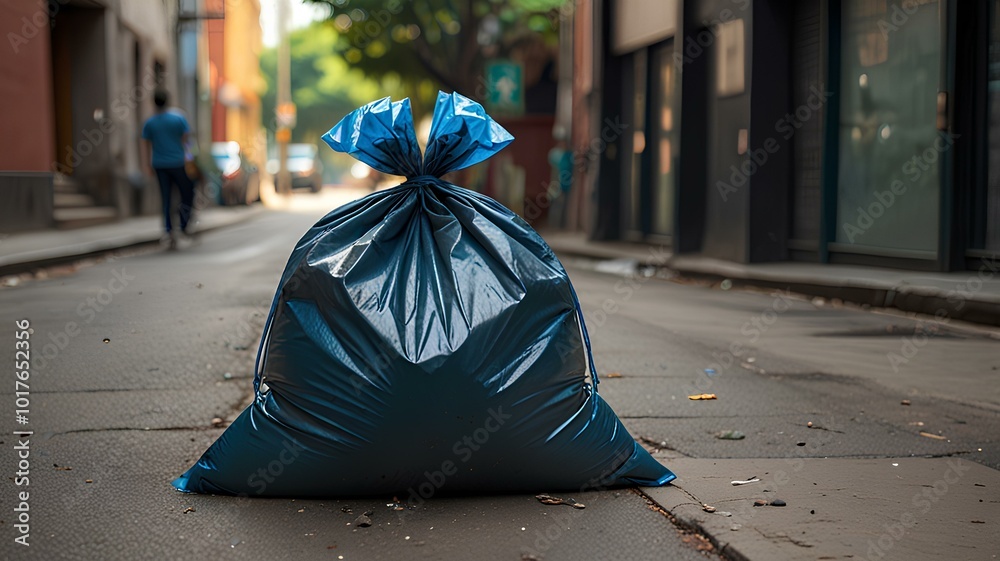 Bags of trash on city streets for recycling concept Organic waste in ...