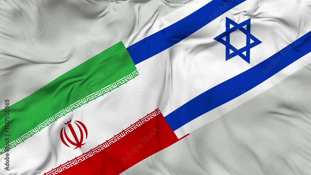 Iran vs Israel flags seamless loop animation on white background. 4k ...