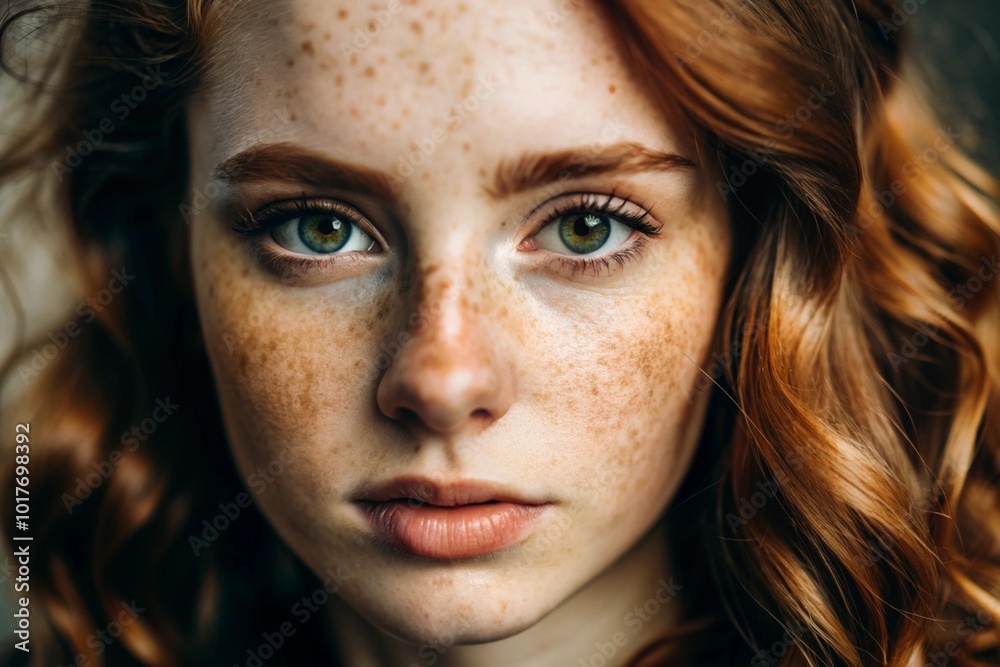 A deep, emotional portrait. The face of a young girl without makeup ...