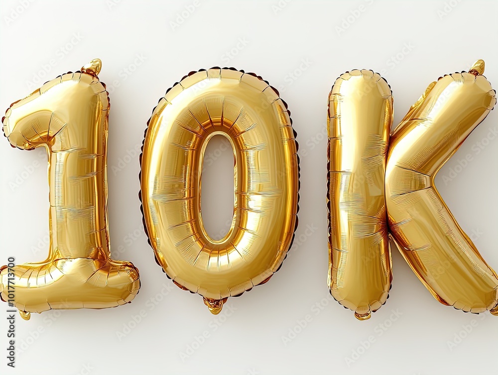 Celebrate Your Milestone: Stunning '10K' Golden Balloon Display Poster ...