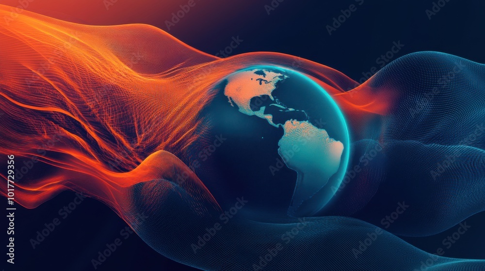 Gradient Mesh illustration of Earth facing climate change: melting ice ...