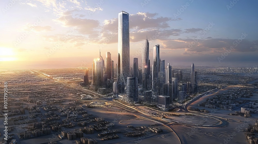 The skyline of Riyadh features its stunning towers in Saudi Arabia ...
