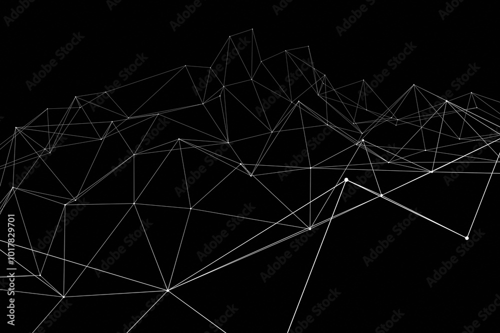 Polygon line network on black background. This low poly structure emphasizes themes of ...