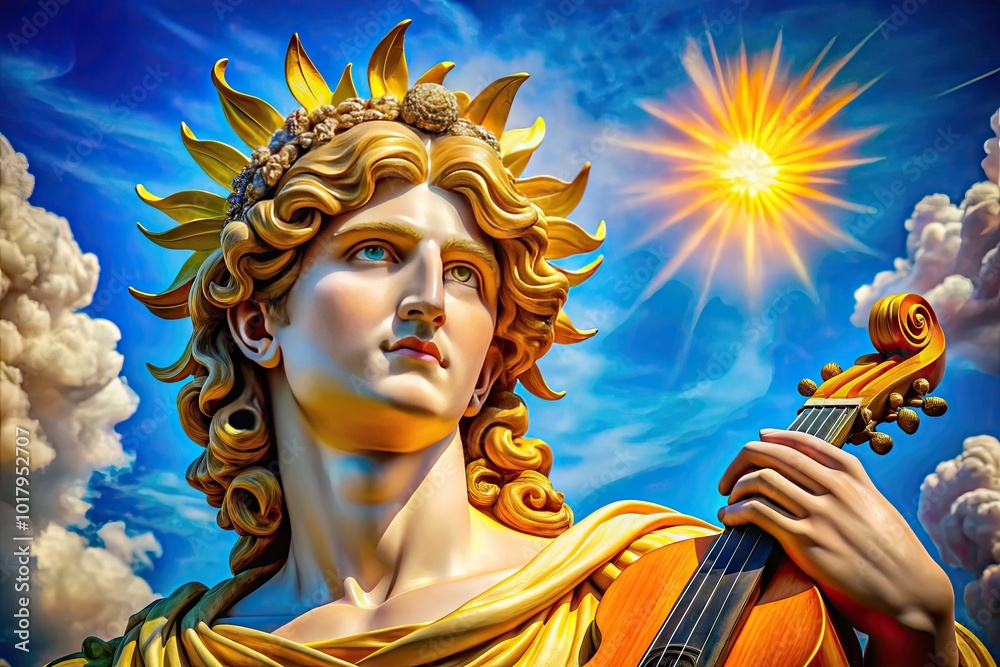 Majestic depiction of Apollo, the Greek god of the sun, music, and ...