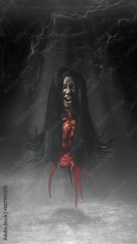 Kuyang, Kunyang, Palasik or Krasue ghost. Evil, demon, satan, monster ...