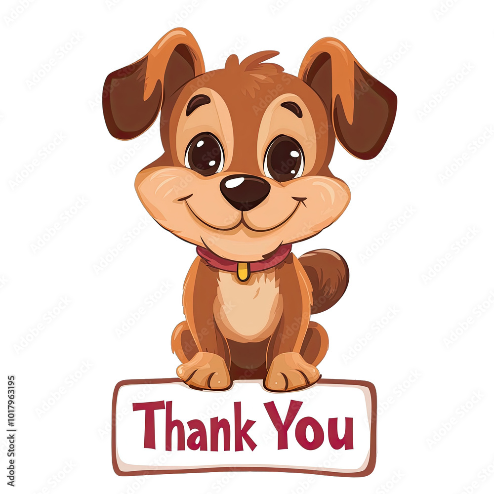 Endearing Cartoon Dog Conveying Thank You Message in Flat Cartoon Style ...