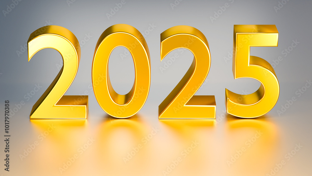 Volumetric numbers 2025. New year logo. Golden numbers 2025 for holiday ...