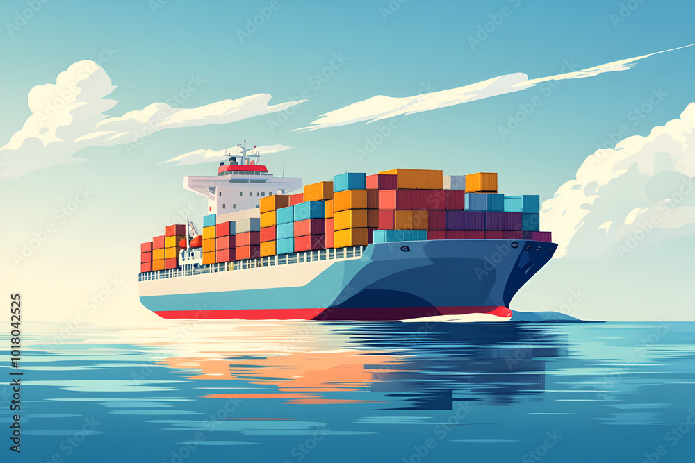 illustration of a marine vessel. Type of sea transport . A marine ...