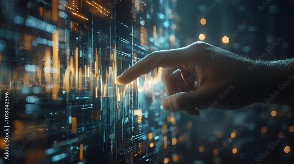 Hand showing seismograph earthquake data graphical monitoring display ...