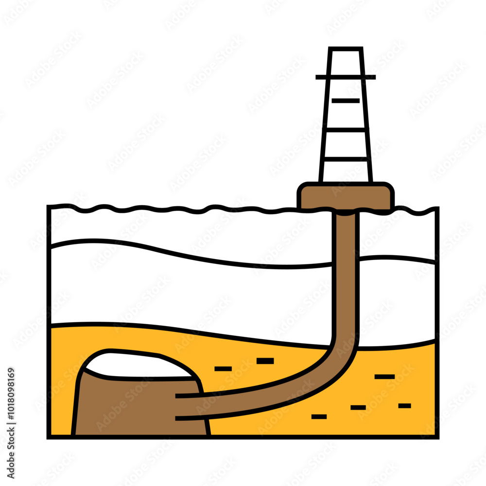 directional drilling petroleum engineer line icon vector. directional ...