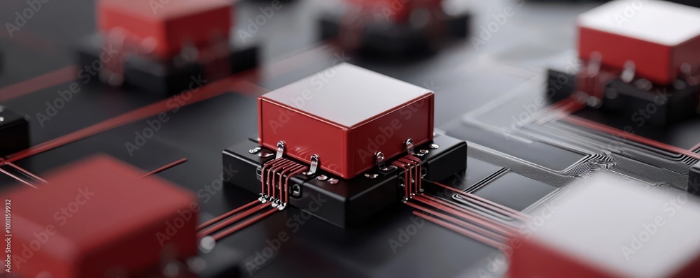 Blockchain voting system with digital ballots connected through secure network nodes 3D ...