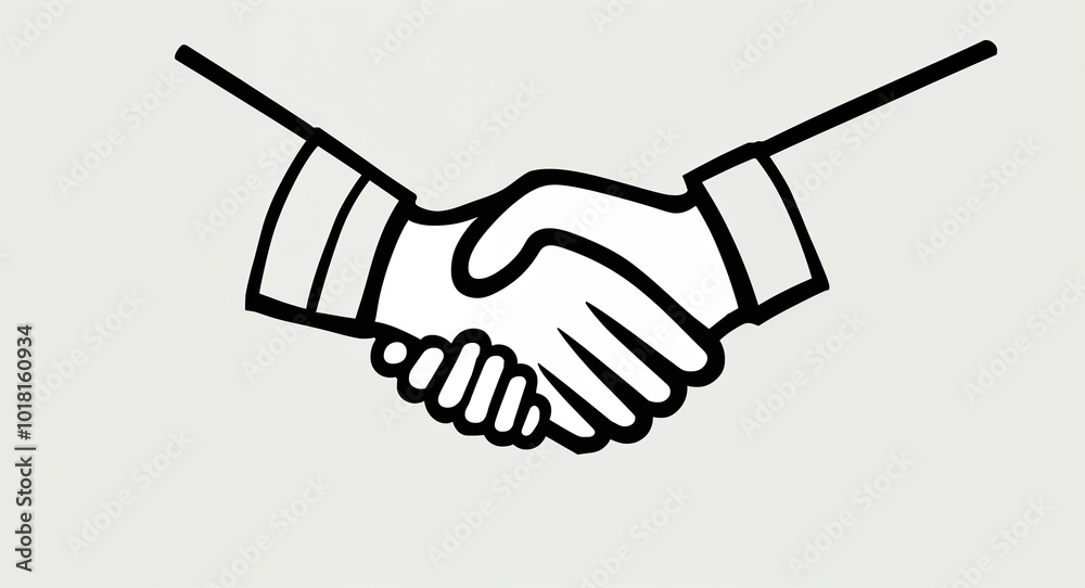 Hand drawing clipart of a handshake agreement on plain white background ...
