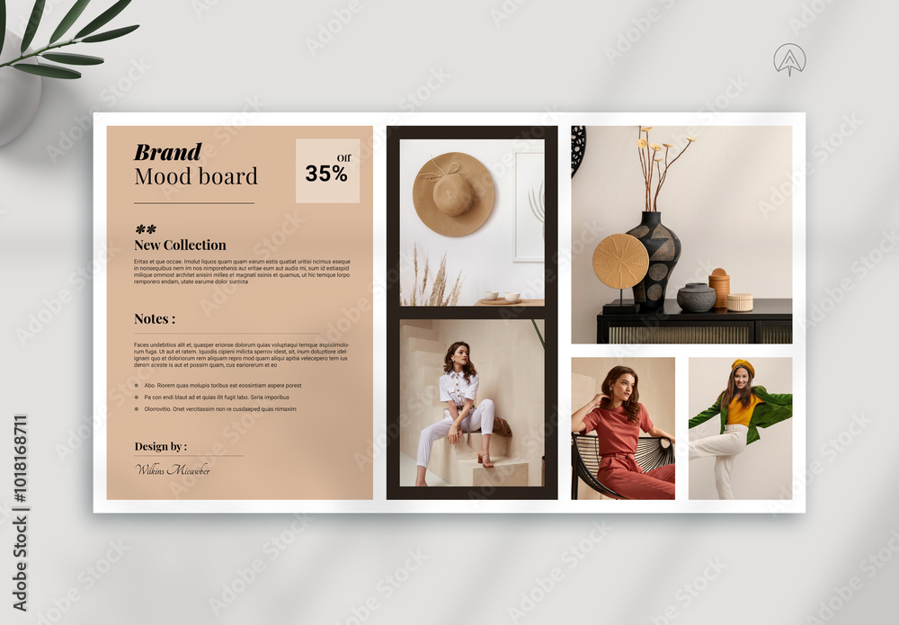Clean Mood Board Template Stock Template | Adobe Stock
