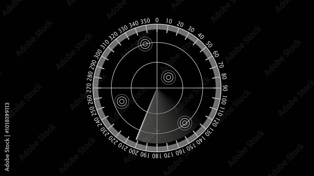 Sonar radar. Glow green background with navigation radar. Animation on ...