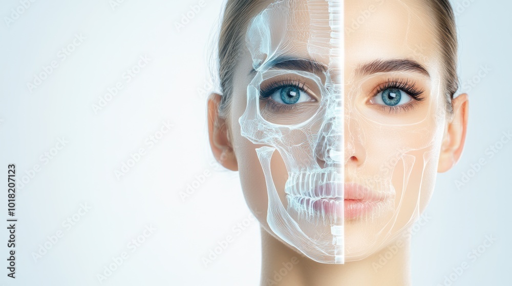 Digital Anatomical Face Scan Concept Futuristic X Ray Portrait Design ...