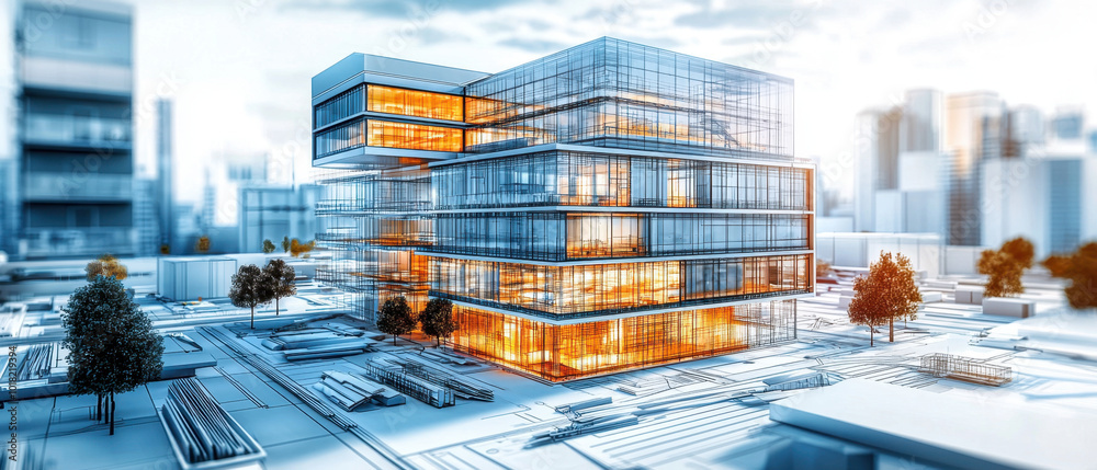 Building blueprint, A vibrant real estate development office ...