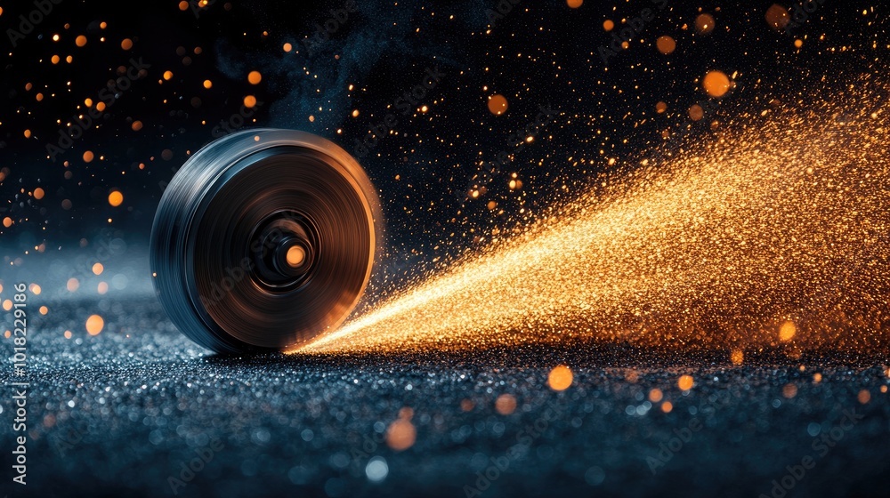 Metal wheel sparks fly off. This photo is great for representing ...