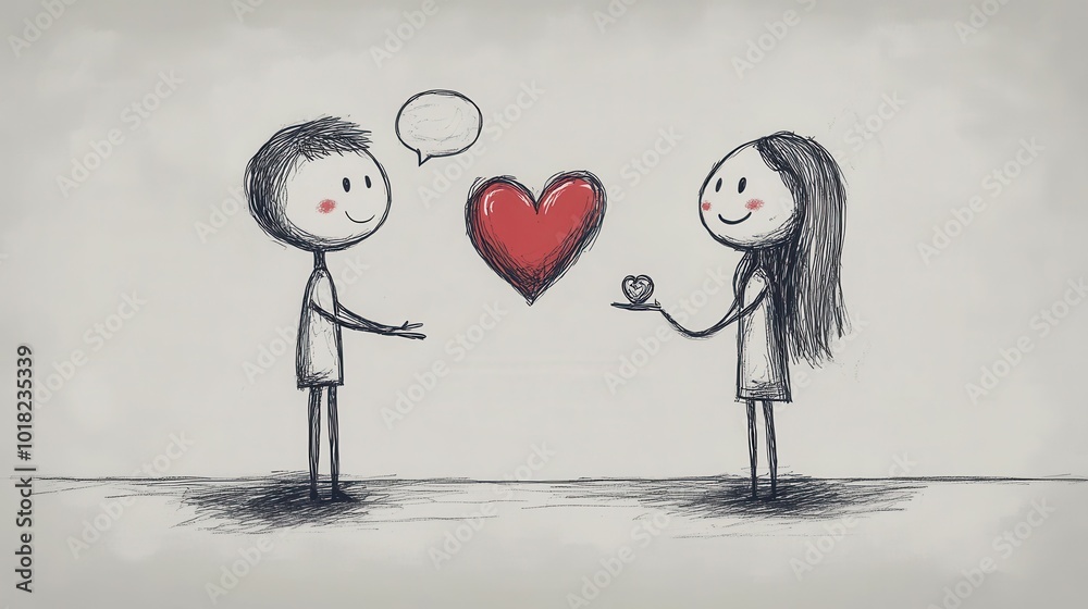 In a playful illustration, two cartoon characters face each other ...