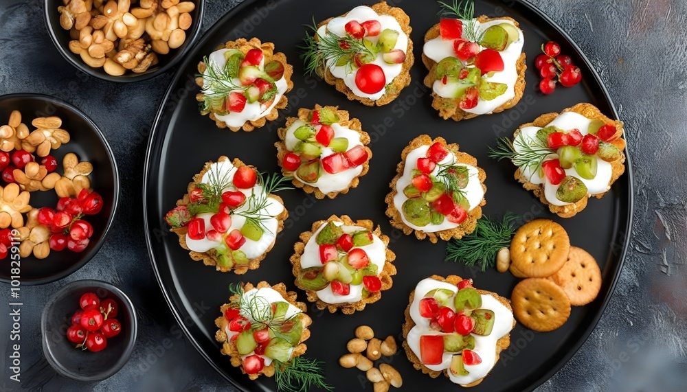 Diverse Canapes Displayed on a Tray, Ideal Finger Foods for Events and ...