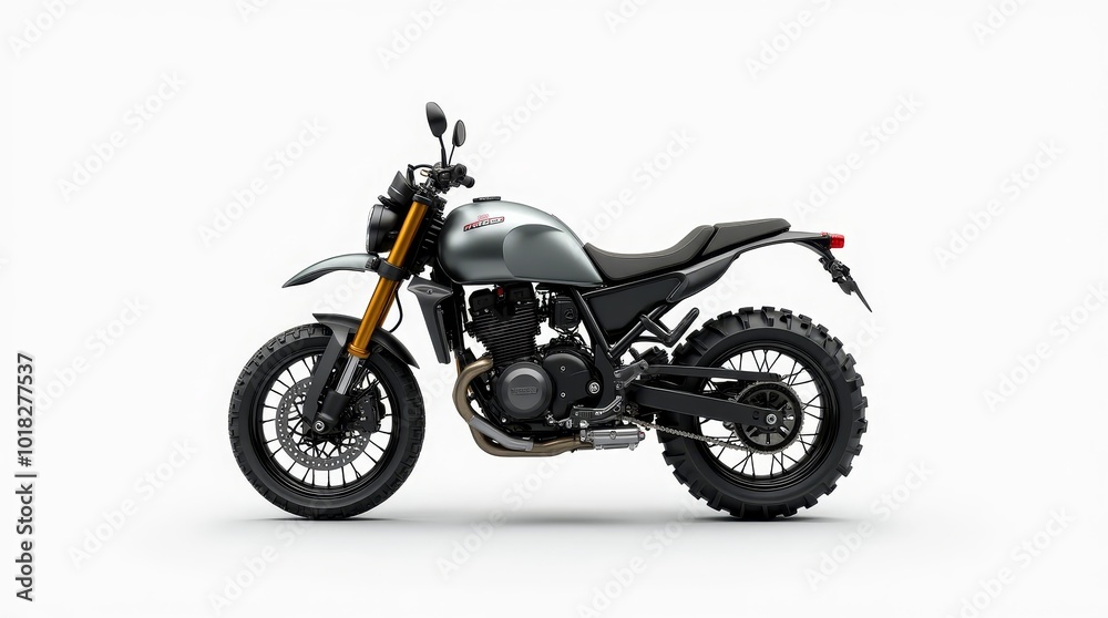 A Rugged Motorcycle Showcased on a Clean Background, Emphasizing Its ...