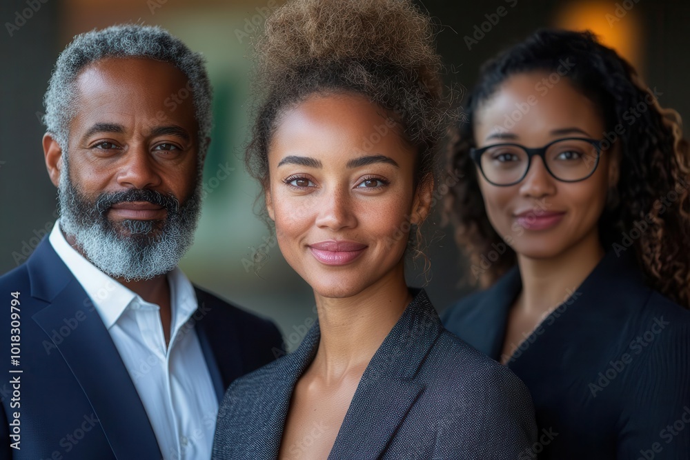 group portrait of diverse business professionals in an office setting ...
