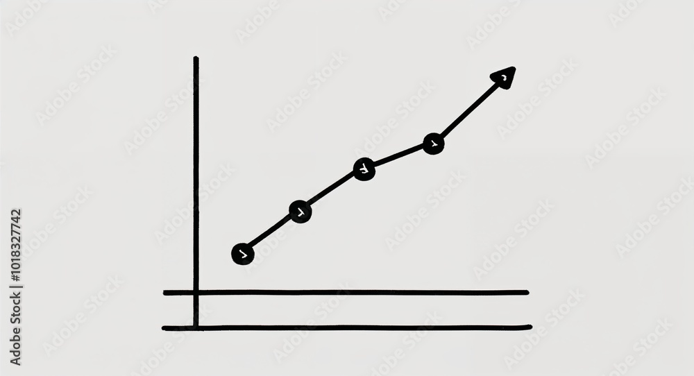 Hand drawing clipart of a graph with plotted points on plain white ...
