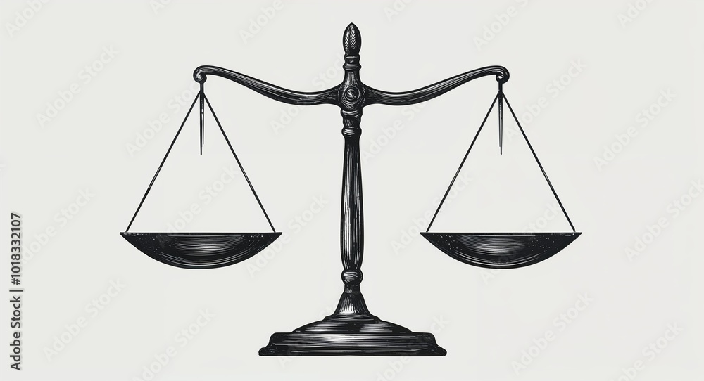 Hand drawing clipart of a scale weighing balance on plain white ...