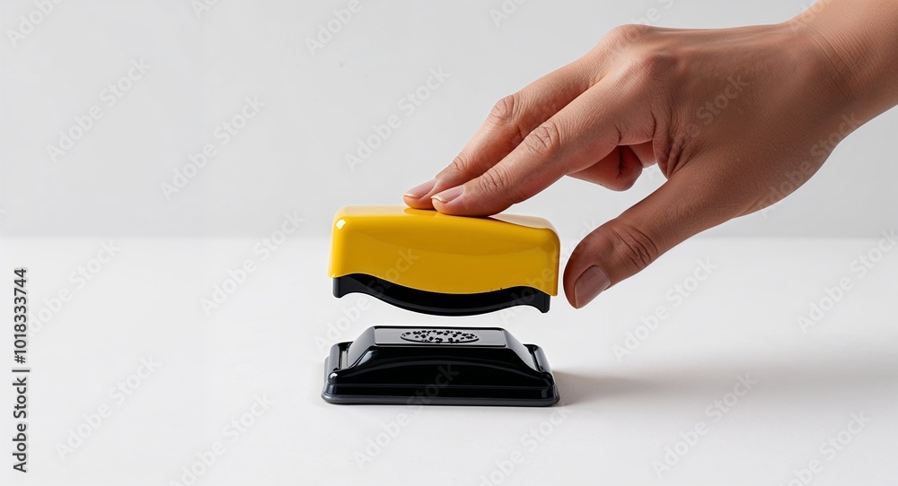 Hand drawing clipart of a stamp pad pressing down on plain white ...