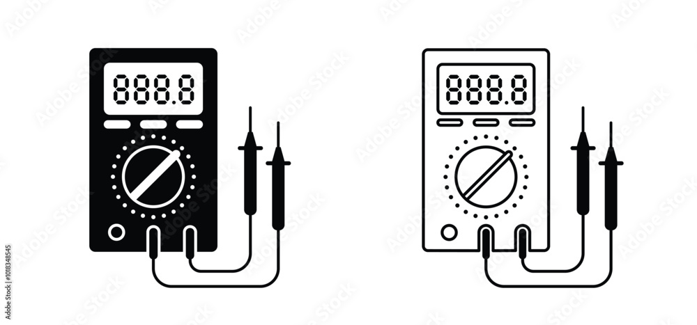 Cartoon electronic device tools. Analog or Digital multimeter. Electric ...